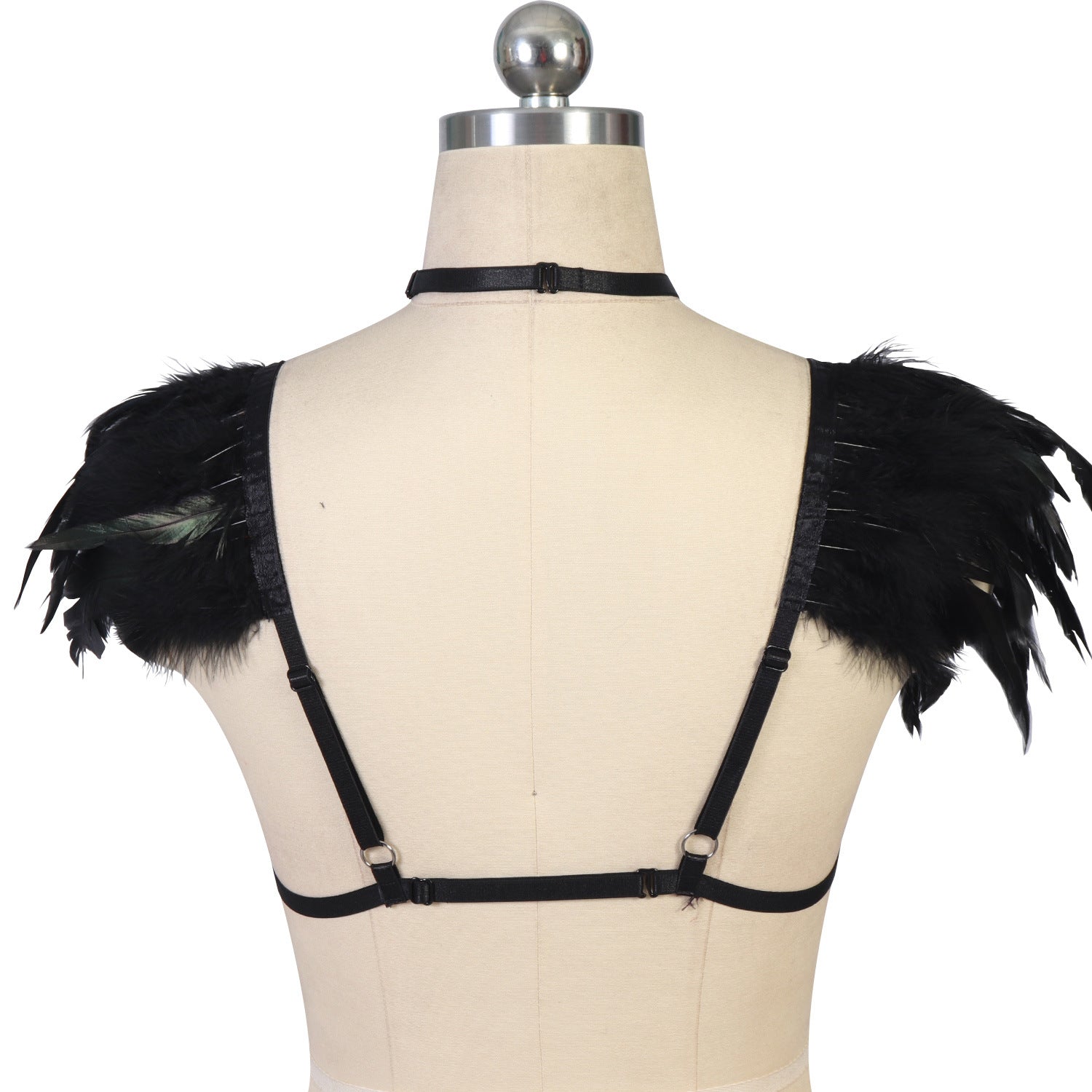 White Harness Bra Strapy Strappy Harness Lingerie Feather Bra – Le Jour ...